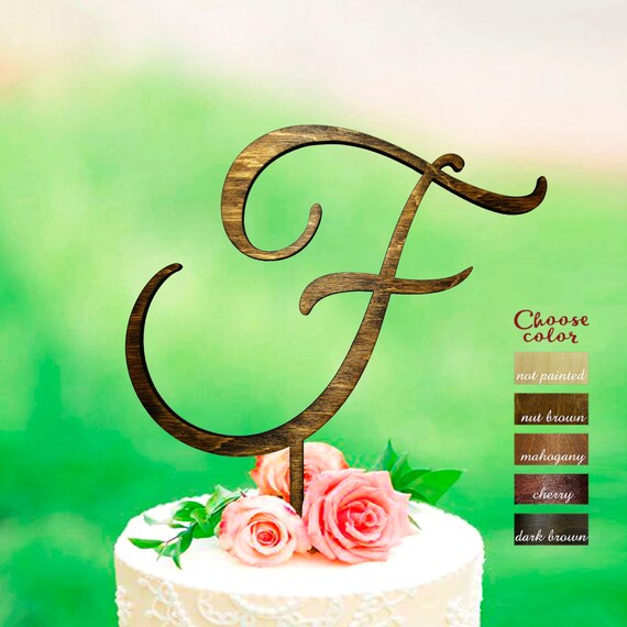 initial cake topper monogram cake topper CT#094 letters rustic cake ...