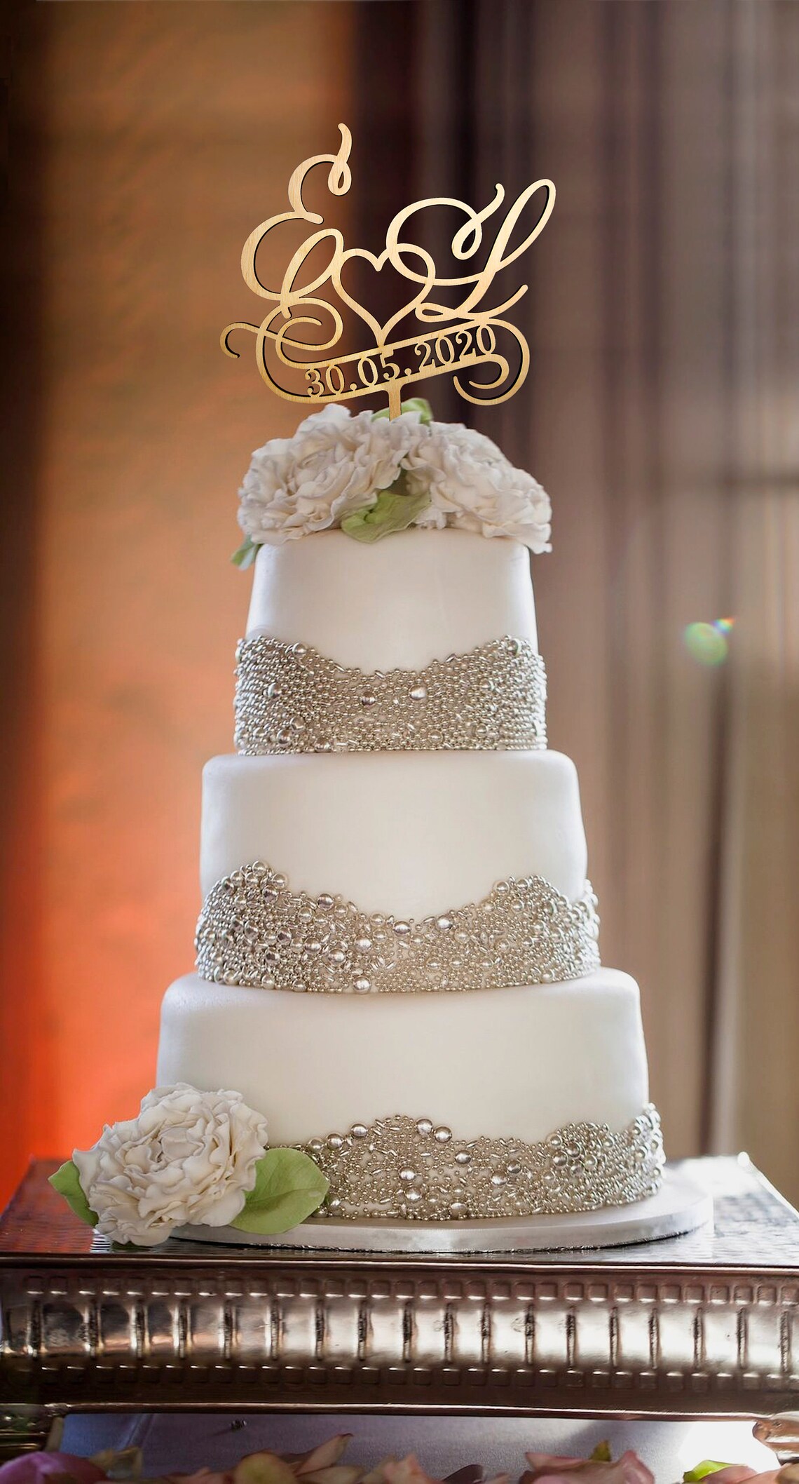 Wedding cake toppers Two letters cake topper wedding Rustic | Etsy