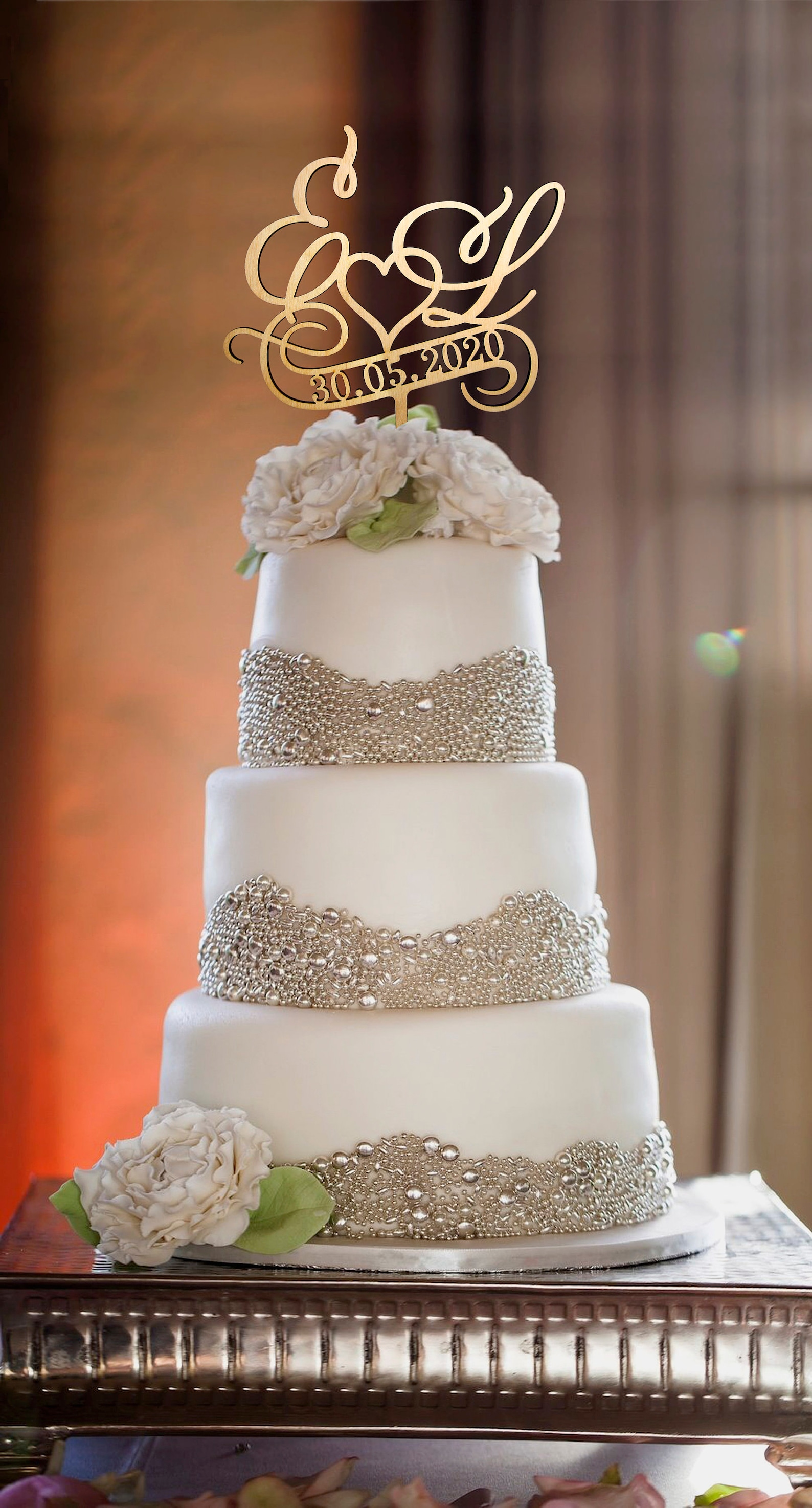 Wedding cake toppers Two letters cake topper wedding Rustic | Etsy