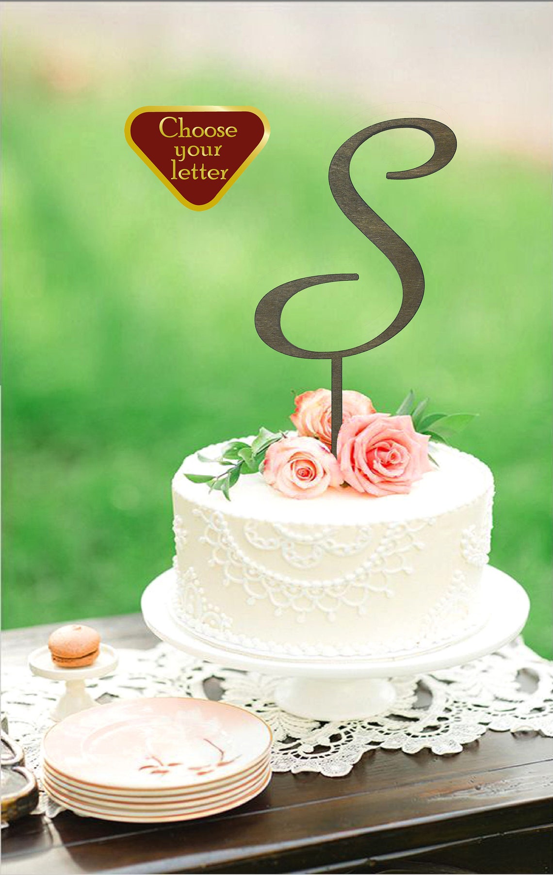 Letter S Cake Topper Rustic Monogram Cake Topper Letter | Etsy