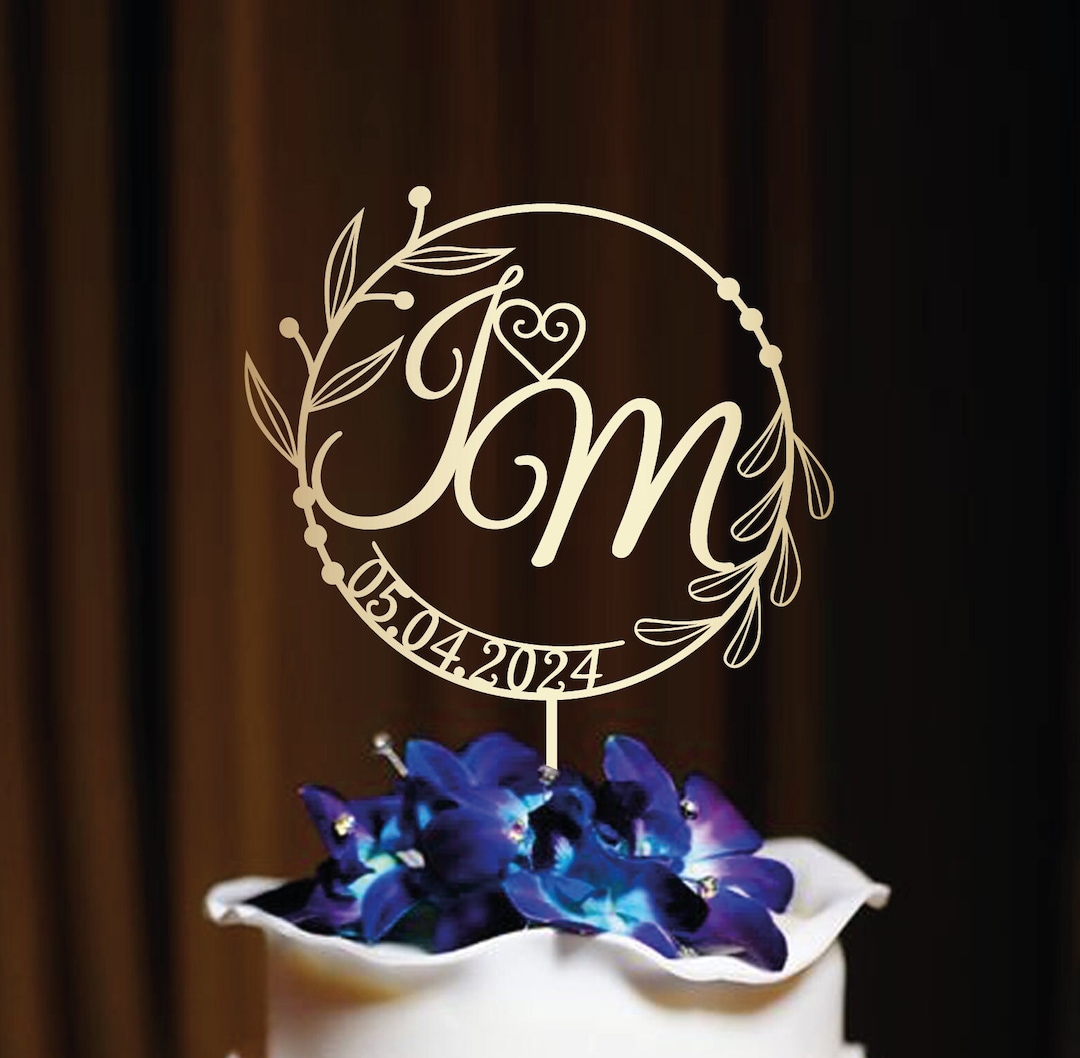 Monogram Wedding Cake Topper Personalized Custom Initials Cake Topper ...