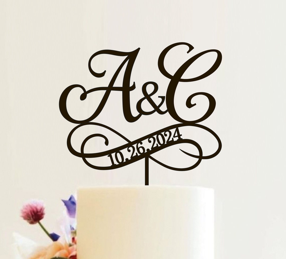 Gold Wedding Cake Topper Personalized Custom Initials Cake Topper Mr ...