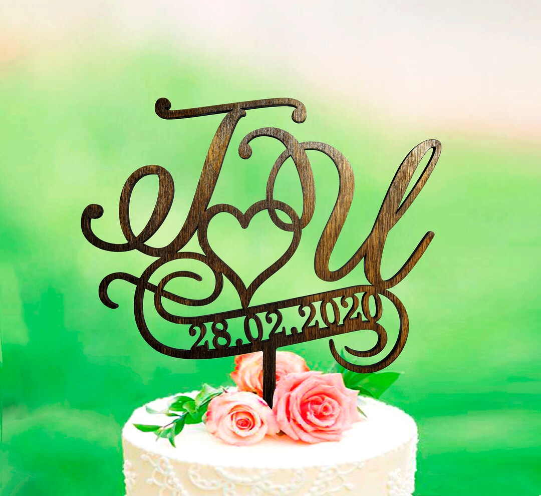 Wedding Date Cake Toppers Wedding Cake Topper Two Letters - Etsy