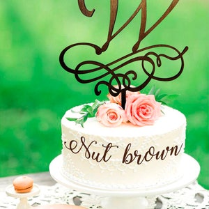 Letter W Cake Topper, Wedding Cake Topper Letter, Rustic Cake Topper ...