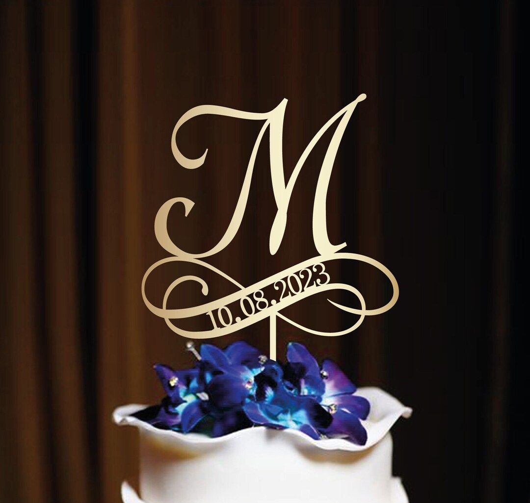 Wedding Initials Monogram Topper Rustic Wreath Rustic Wedding Cake ...
