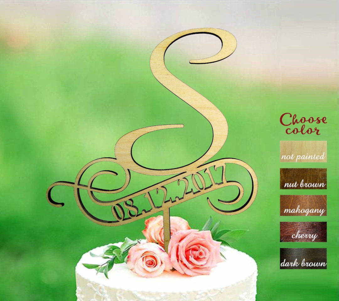 Letter S Cake Topper Rustic Monogram Cake Topper Letter - Etsy