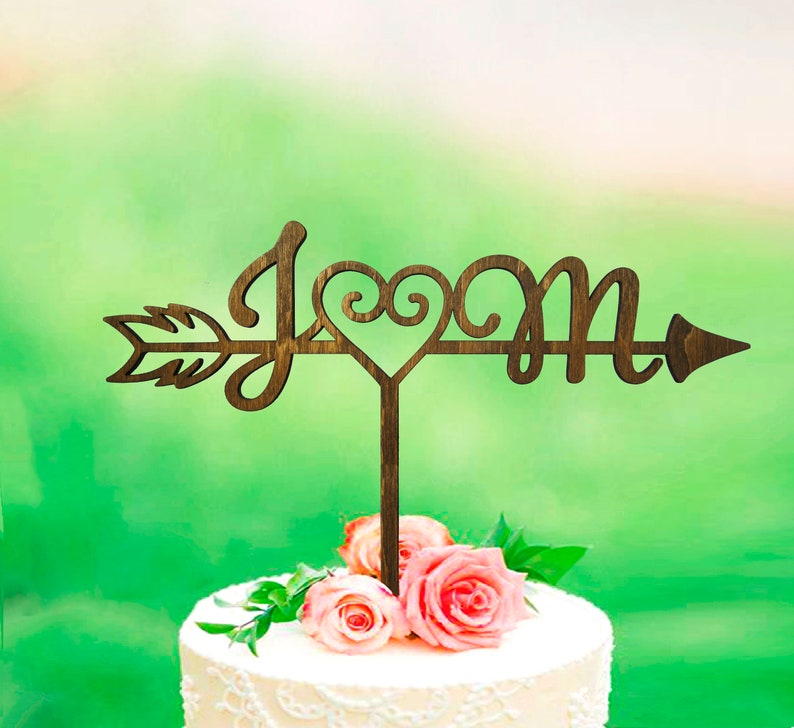 Cake Topper With Arrow Cake Toppers for Wedding Wedding Cake | Etsy