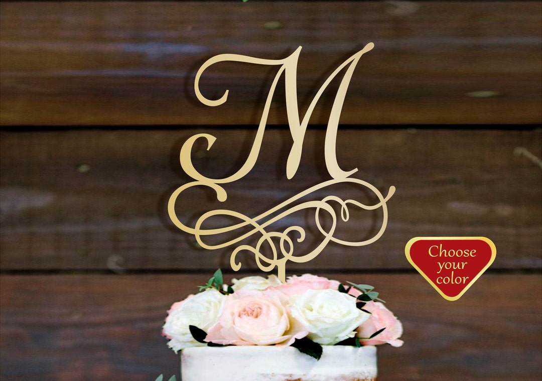 Topper de pastel de letra M, toppers de pastel de letras para boda ...