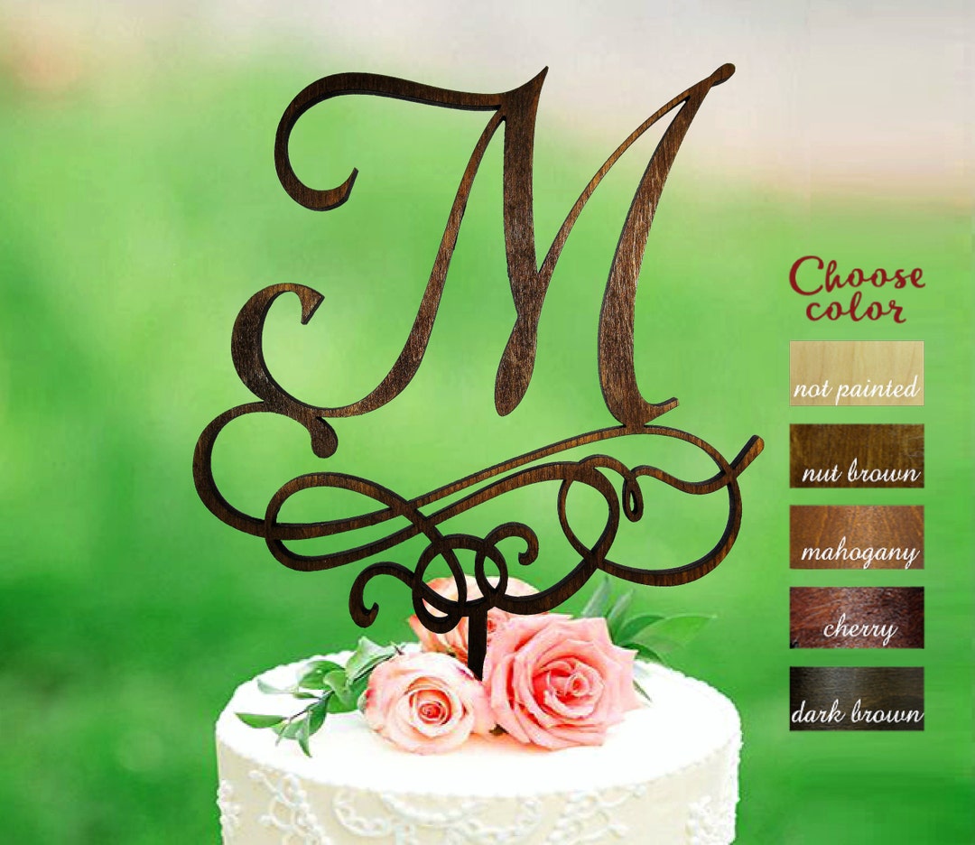 Letter M Cake Topper, Gold Initial Cake Topper, Letter Cake Toppers for ...