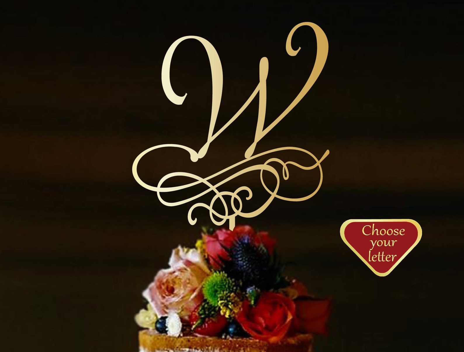 Letter W Cake Topper Wedding Cake Topper Letter Rustic Cake - Etsy