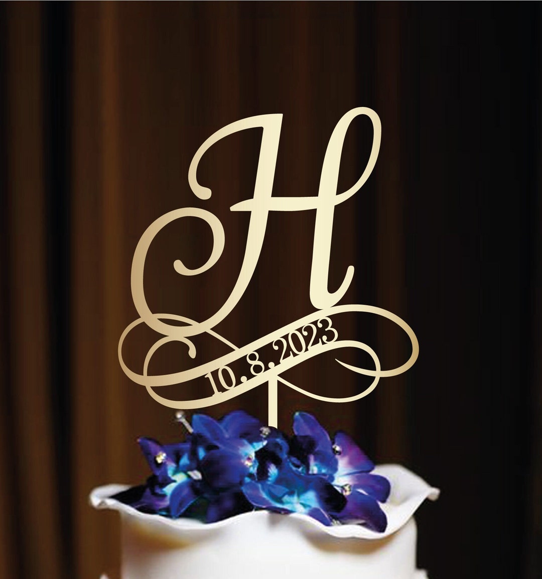 H Cake Topper Wedding Cake Topper, Cake Topper for Wedding, Rustic Cake Topper, Initial Cake ...