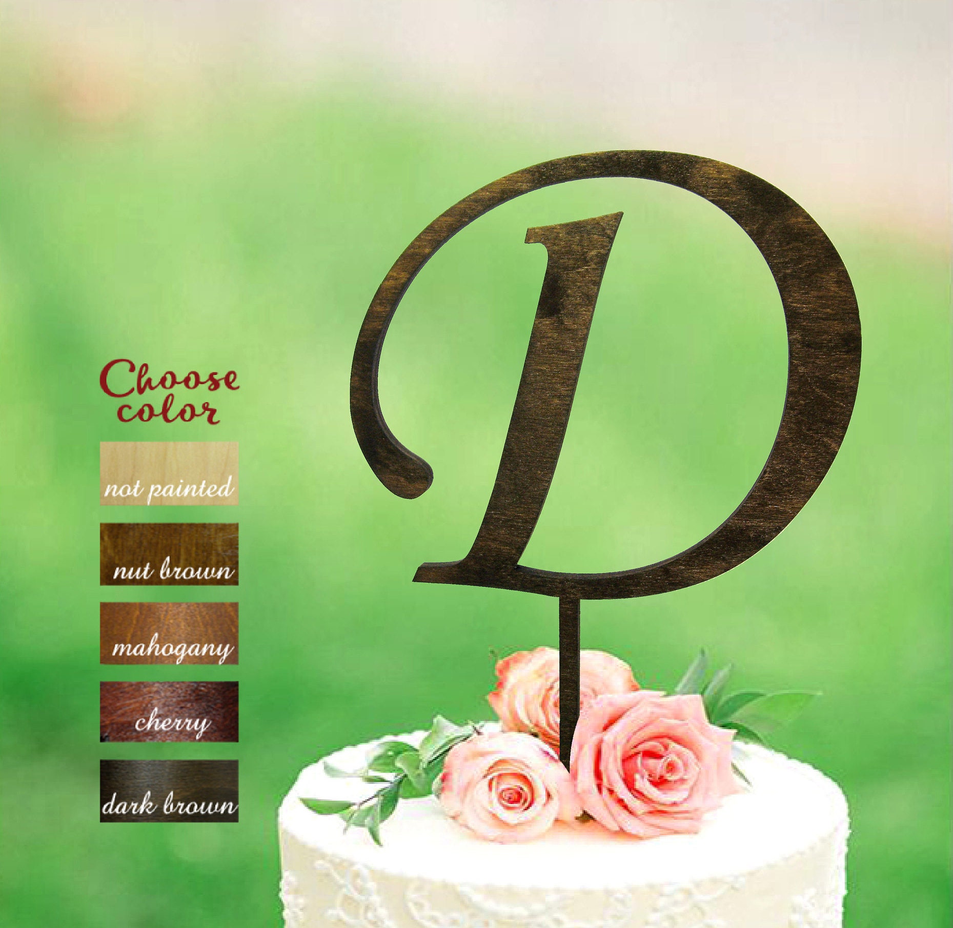 Monogram Cake Topper Wood Cake Topper for Wedding Rustic Cake Topper ...