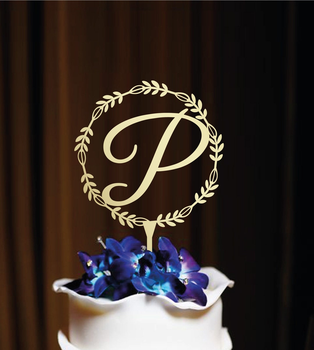 Letter P Cake Toppers for Wedding, Wedding Cake Topper Wreath, Wedding ...