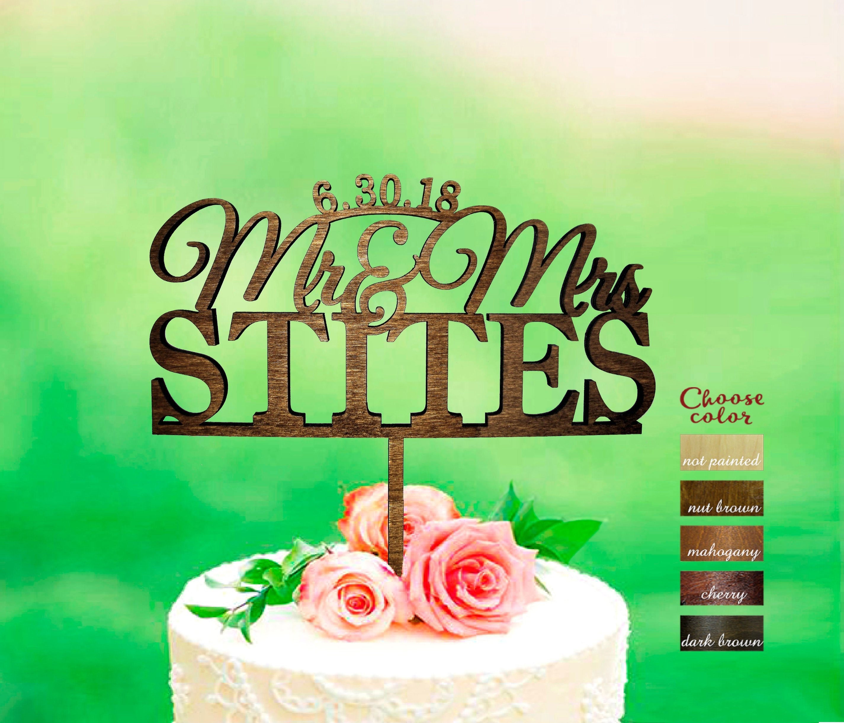 Mr And Mrs Wedding Cake Topper Custom Cake Topper For Wedding Etsy