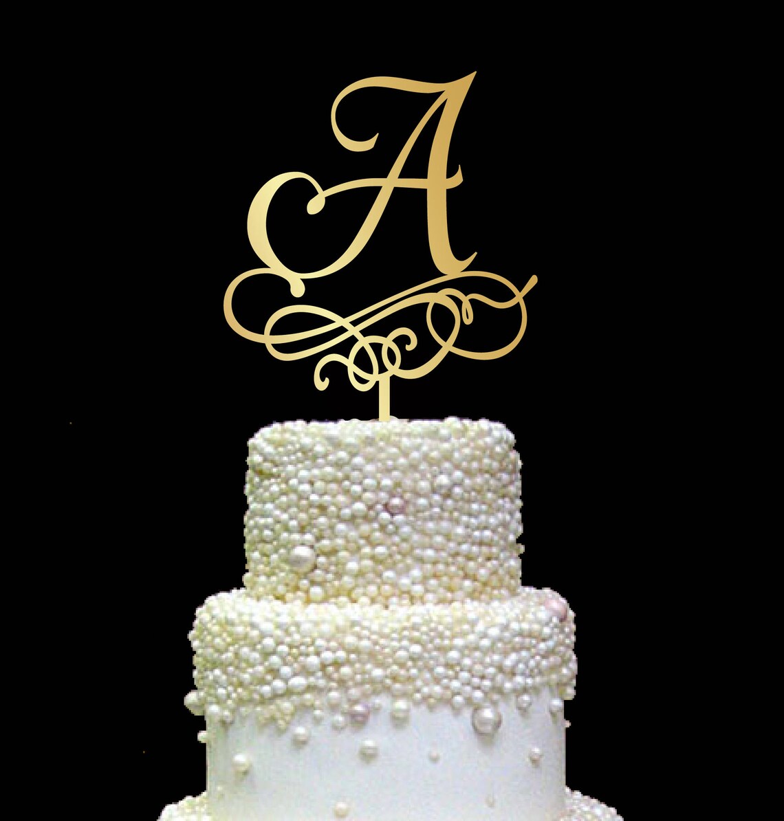 Letter A Cake Topper Wedding Cake Topper Gold Initial Cake - Etsy