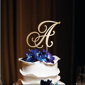 Gold Letter Cake Topper: Wooden Monogram Initial - Etsy
