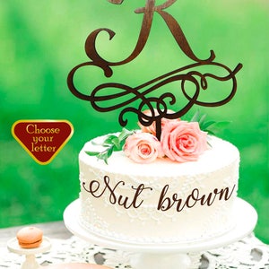 Letter K Cake Topper, Wedding Cake Topper, Gold Initial Cake Topper ...