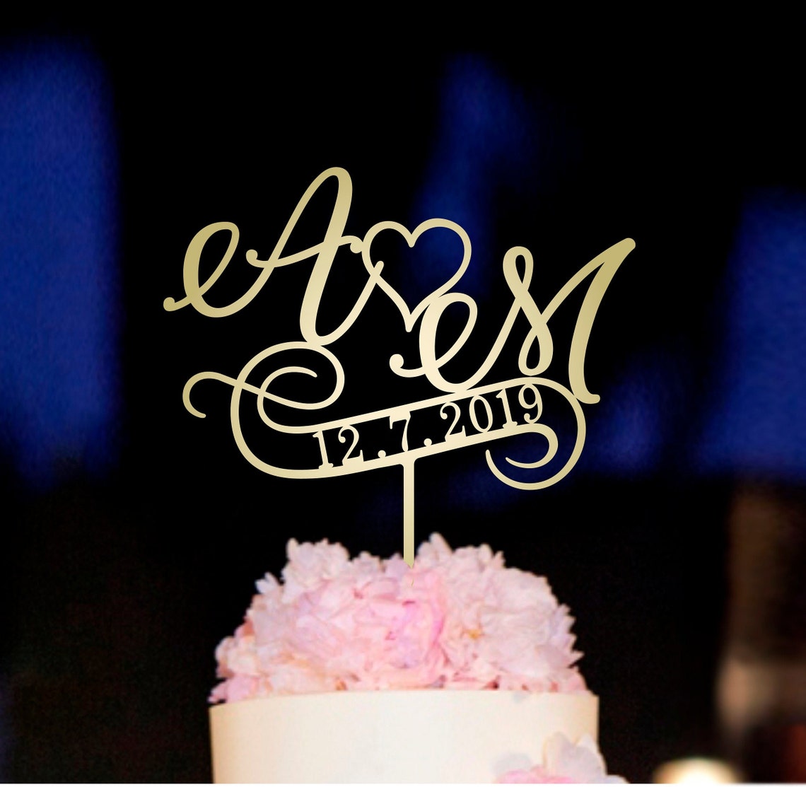 Wedding cake toppers Two letters cake topper wedding Rustic | Etsy