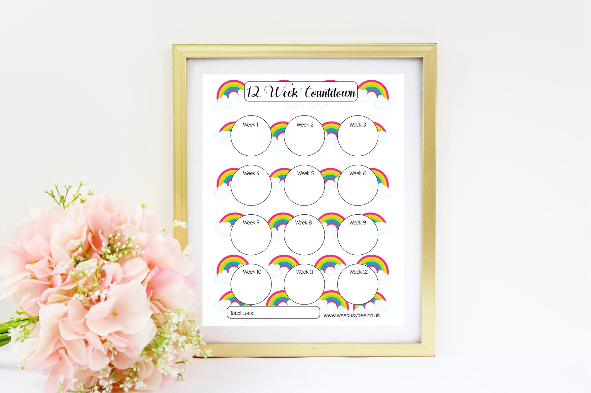 Weight Loss Tracker, Printable 12 Week Countdown Chart, Compatible ...