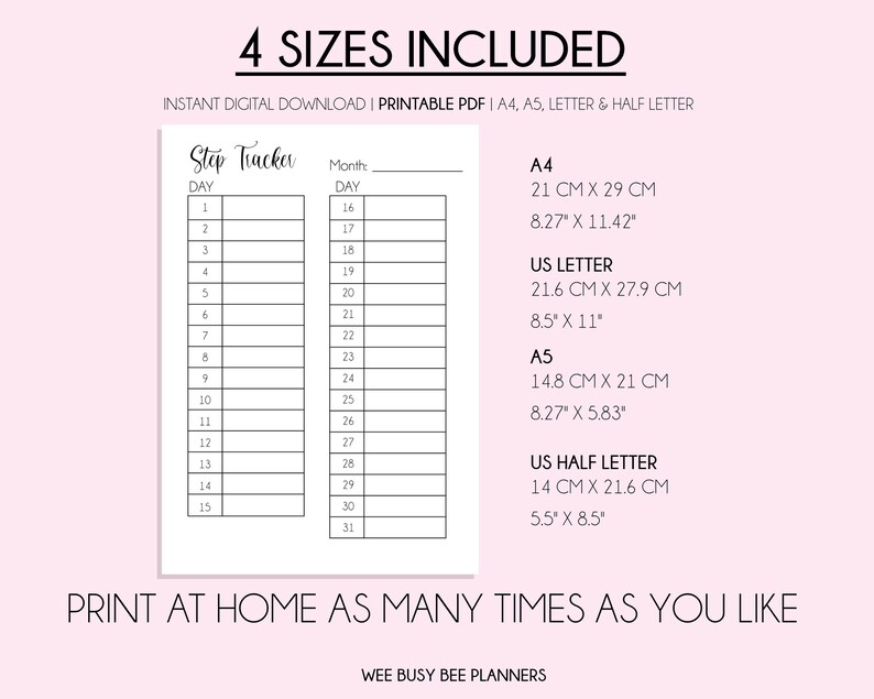 Step Tracker Printable Monthly Step Challenge Digital - Etsy