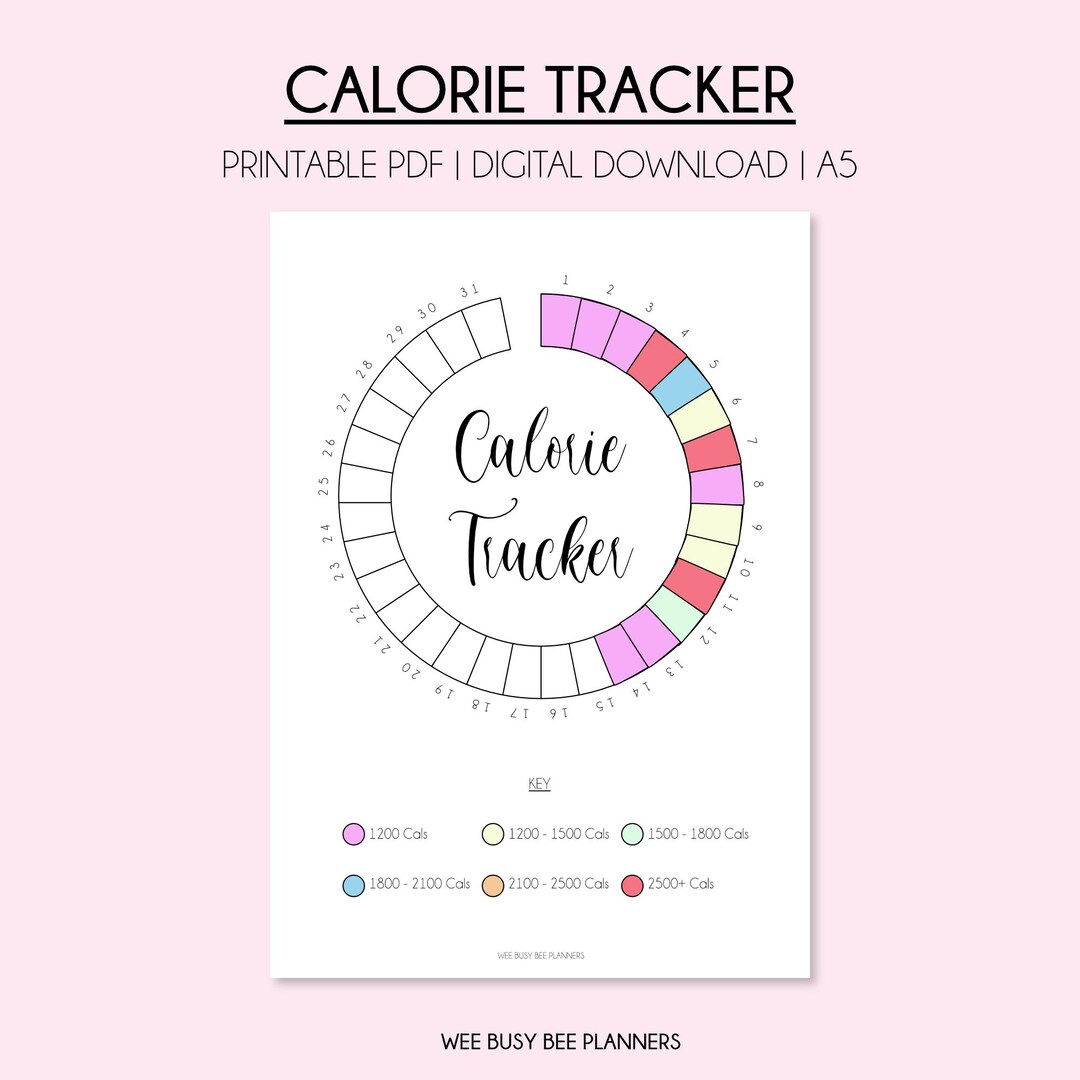 Calorie Tracker, PRINTABLE A5 Journal Page, Calorie Counting Tracker ...