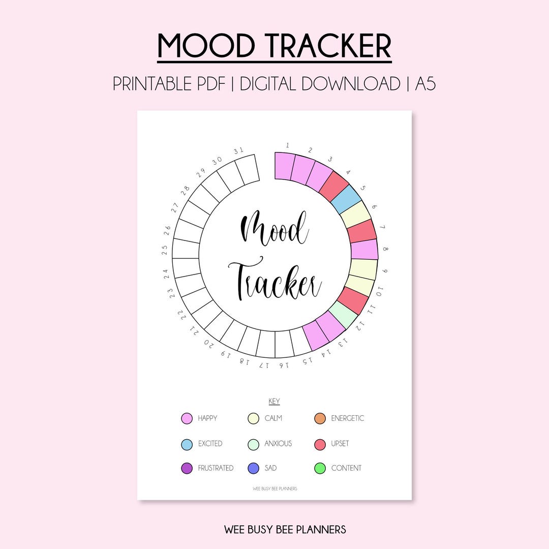 Mood Tracker, PRINTABLE A5 Journal Page, Daily Mood Tracker Digital ...