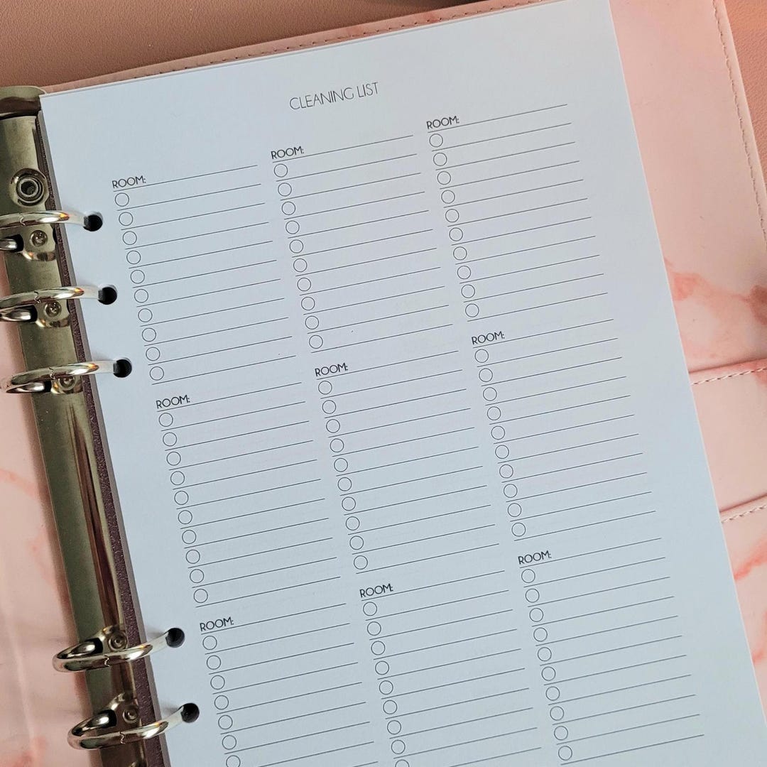 House Cleaning Checklist Planner Inserts A5 Filofax Inserts PRINTED ...