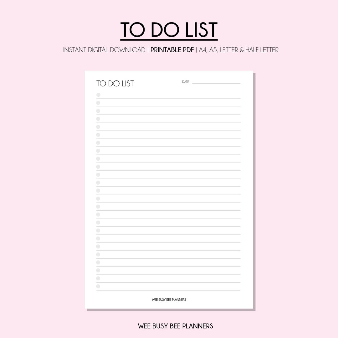 To Do List Printable Simple to Do List Template Daily to Do List Task ...