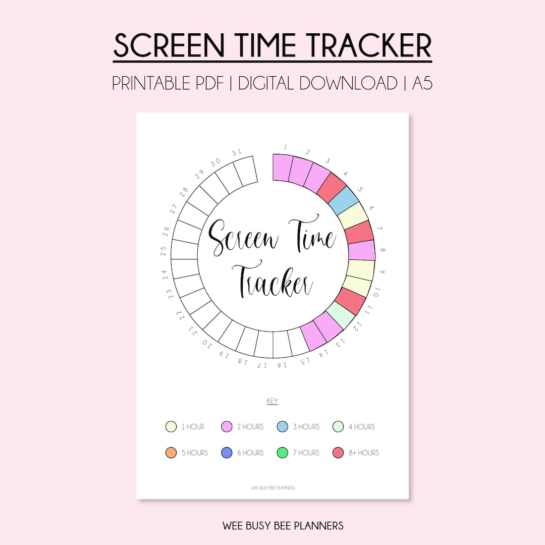 Screen Time Tracker, PRINTABLE A5 Journal Page, Daily Screen Time ...