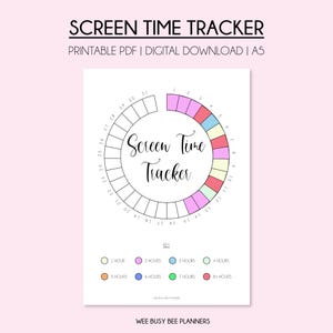 Screen Time Tracker, PRINTABLE A5 Journal Page, Daily Screen Time ...