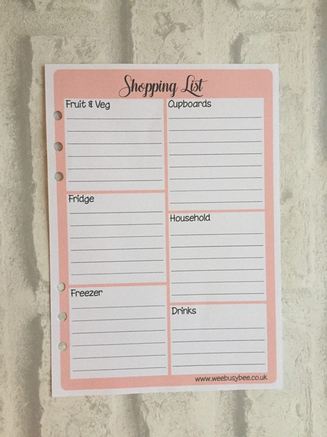 Shopping List Insert, Grocery List Printed A5 Inserts for Planner ...