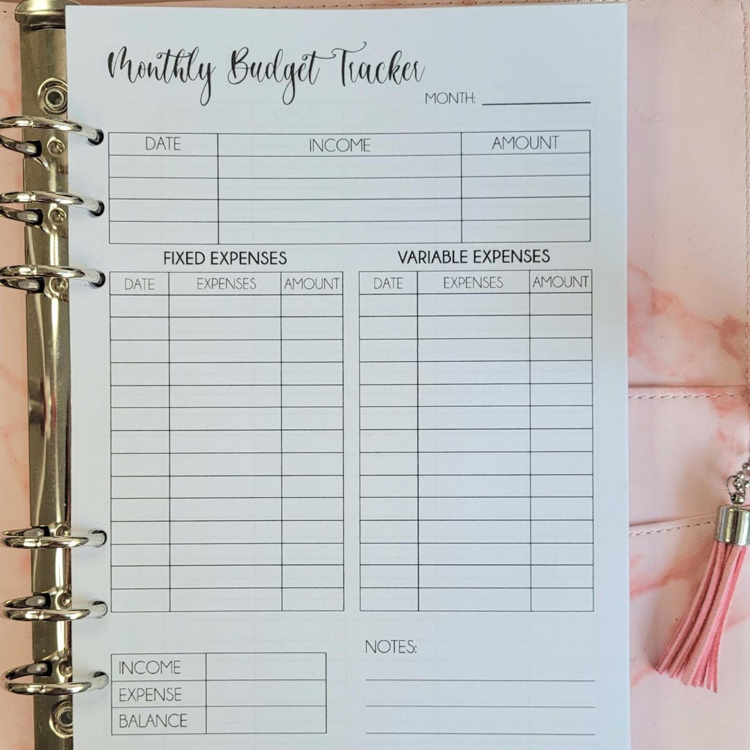 PRINTED Budget Planner Inserts A5, Monthly Budget Tracker, Finance ...