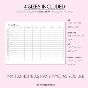 Hourly Weekly Schedule, Printable Planner, Landscape Weekly Planner ...