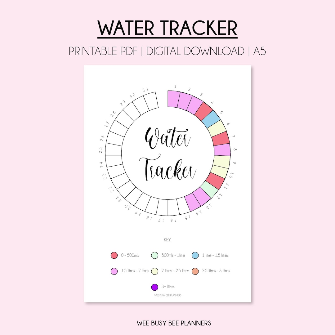 Water Tracker, PRINTABLE Journal Page A5, Daily Water Tracker Digital ...