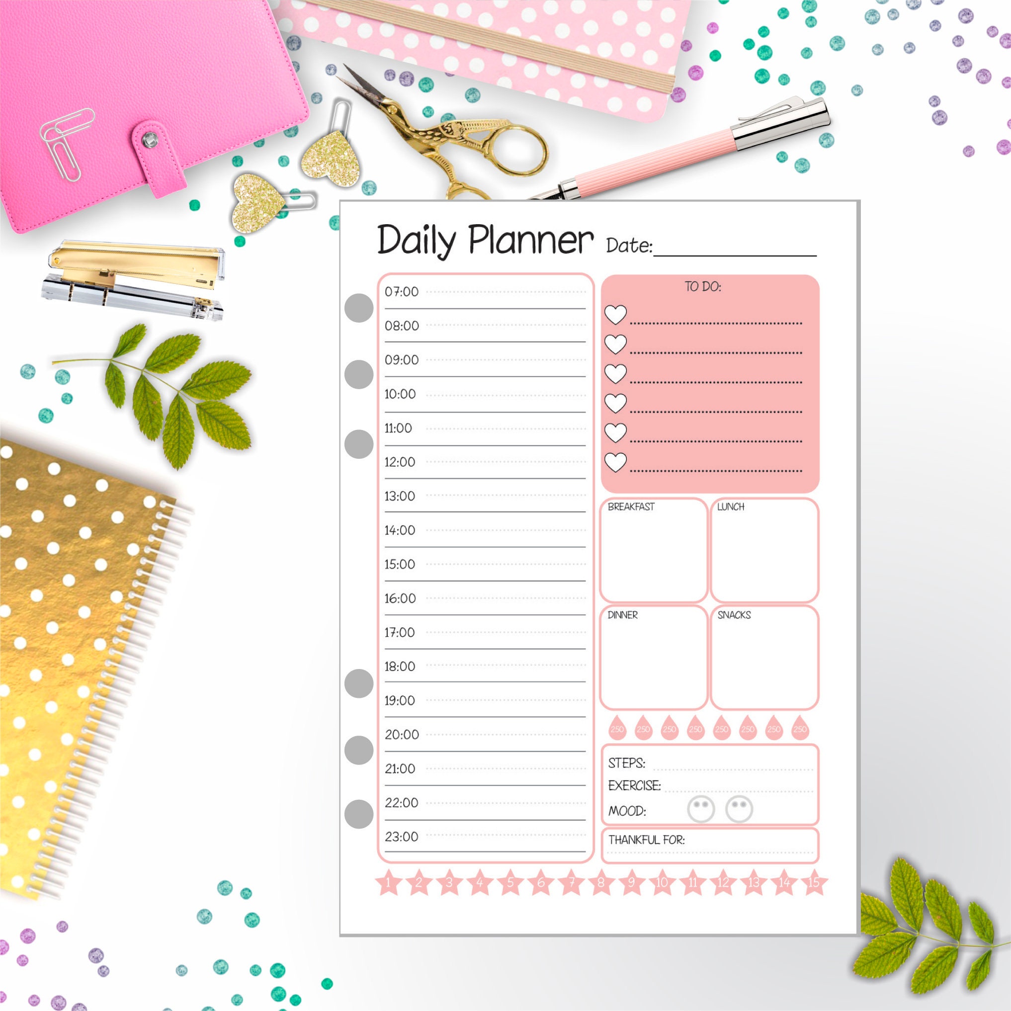 Printable Daily Planner Food Diary to Do List Productivity - Etsy UK