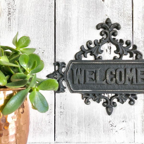 Cast Iron Welcome Sign - Etsy