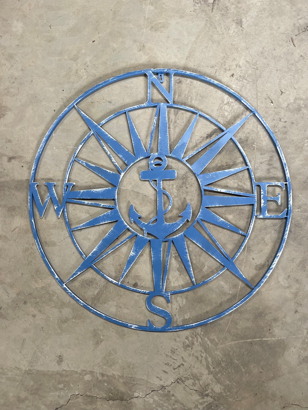 Nautical Anchor Compass, Directional Star Compass Wall Decor, Beach ...