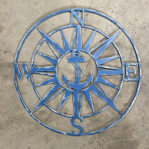 Nautical Anchor Compass, Directional Star Compass Wall Decor, Beach ...