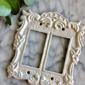 Cast Iron Decorative Double Rocker Light Switch Plate, Cast Iron Wall ...