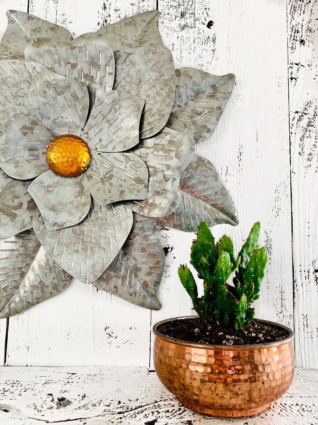 Metal Flowers, Bohemian Chic Wall Decor, Rustic Farmhouse, Garden, Home ...