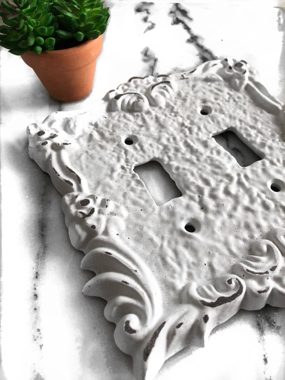 Floral Cast Iron Decorative Double Wall Outlet Plate Cover, Wall Outlet ...