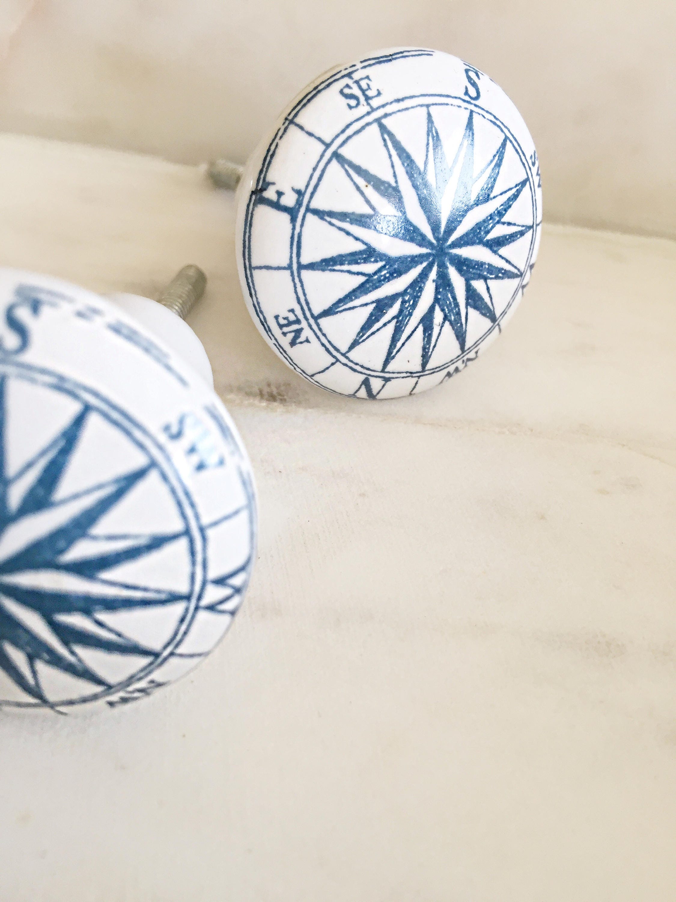 Nautical Compass Ceramic Knobs Vintage Style Kitchen Cabinet - Etsy