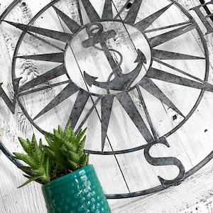 Nautical Anchor Compass Directional Star Compass Wall Decor Beach Life ...