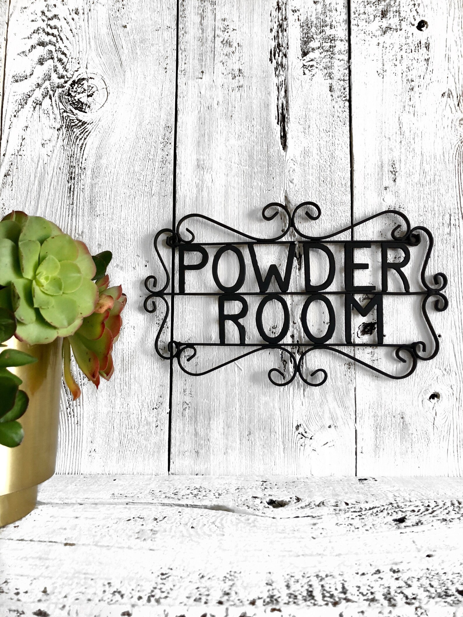 Powder Room Metal Sign Scroll Decor Spring Decor Rustic | Etsy