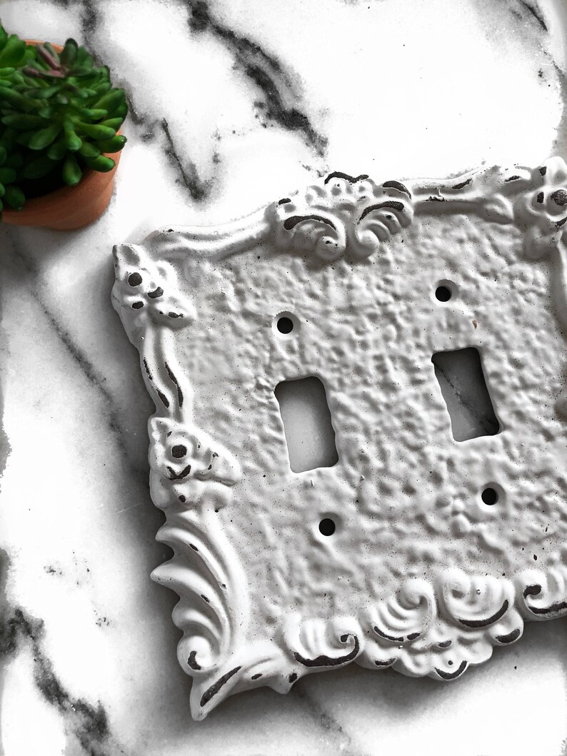 Floral Cast Iron Decorative Double Wall Outlet Plate Cover, Wall Outlet ...