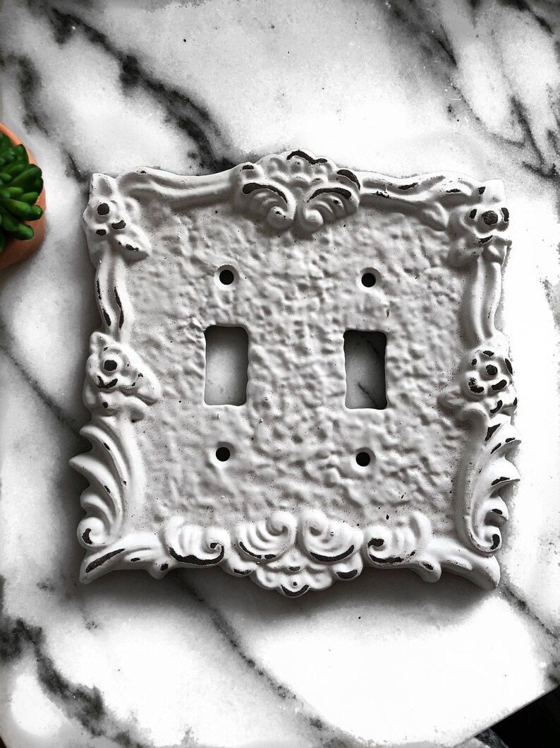 Floral Cast Iron Decorative Double Wall Outlet Plate Cover, Wall Outlet ...