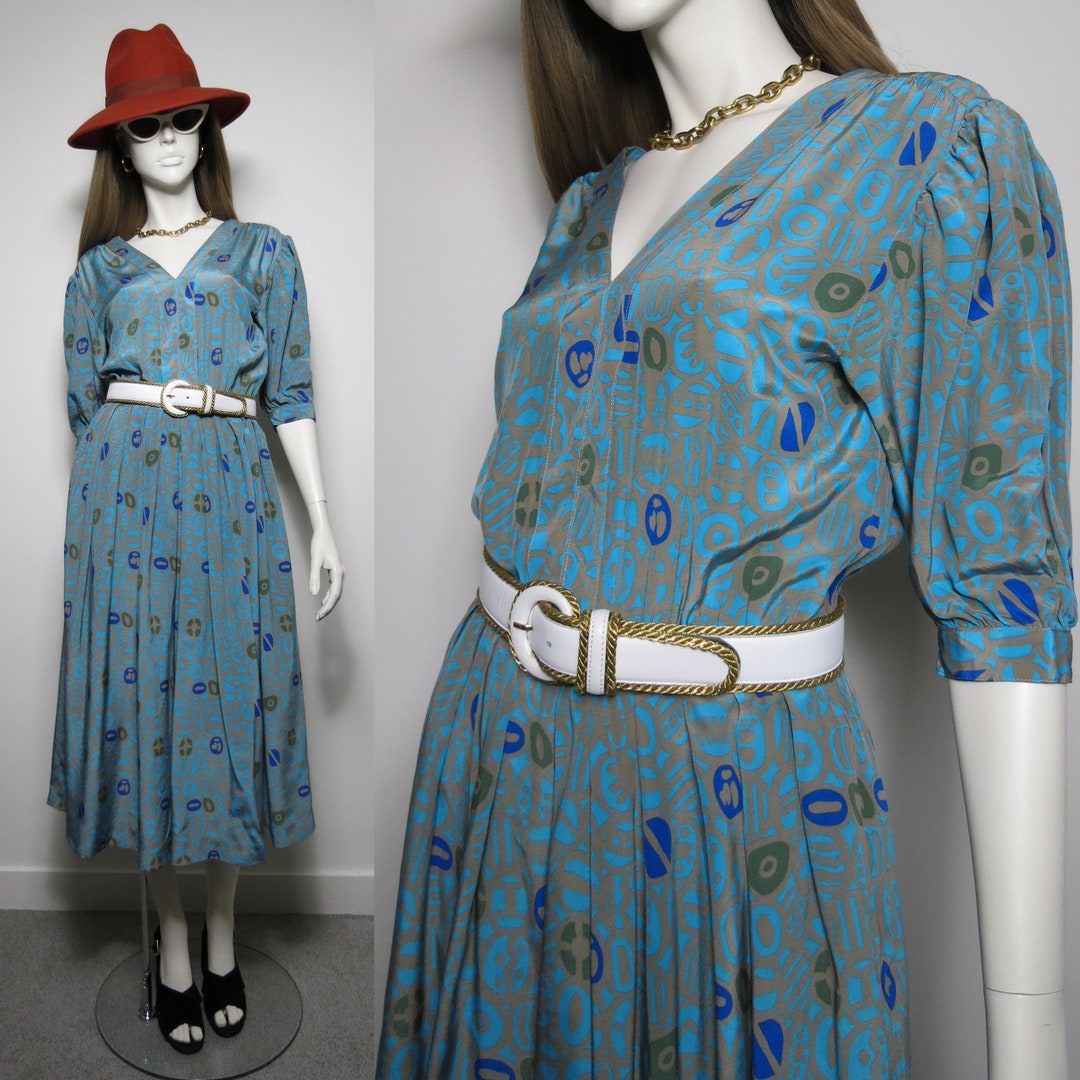 80s Balenciaga Silk Dress With Abstract Pattern - Etsy