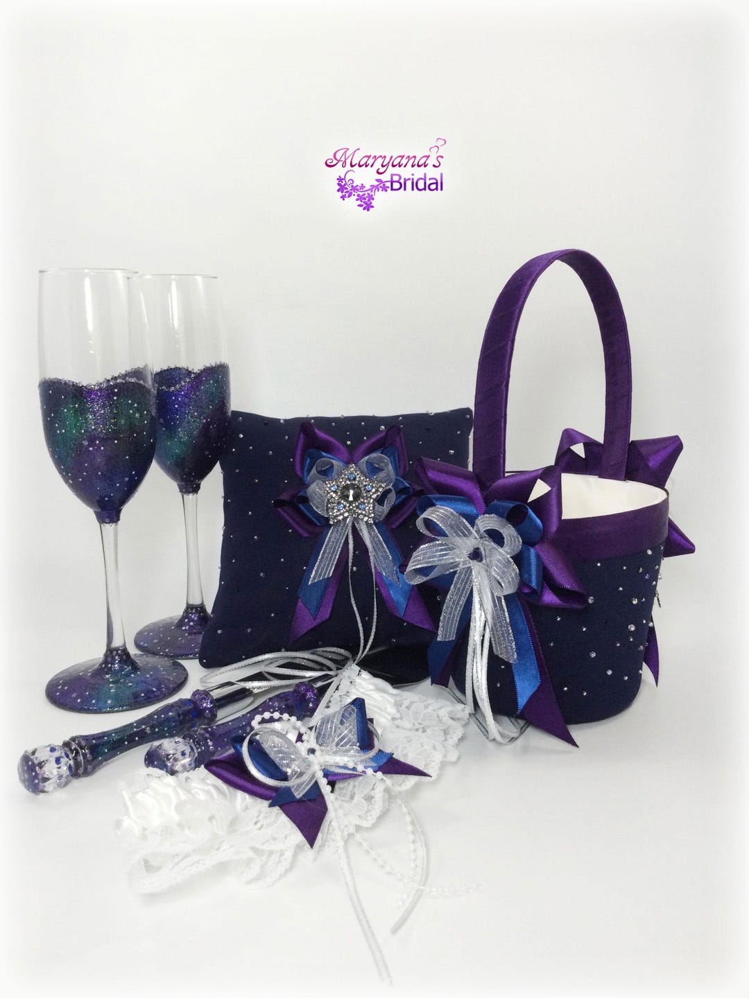 Galaxy Wedding Flutes Cake Set*celestial Night Sky Ring Pillow Basket ...