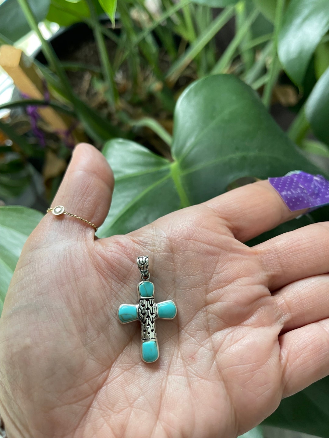 Turquoise Cross Pendant / Cross Necklace / Turquoise Cross Necklace ...