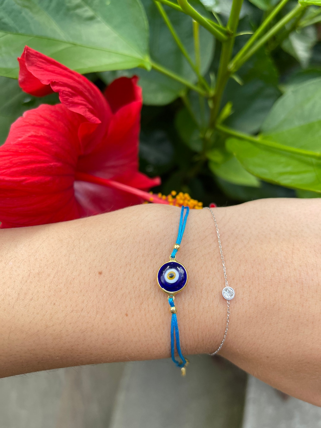 Evil Eye Bracelet / Enamel Evil Eye Bracelet / Sterling Silver Evil Eye ...
